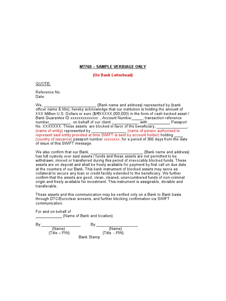 Mt760 - Sample Verbiage Only | PDF