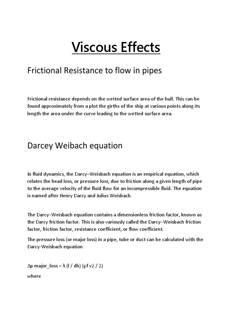 Viscous Effects: Frictional Resistance To Flow in Pipes | PDF | Fluid Dynamics | Statistical ...
