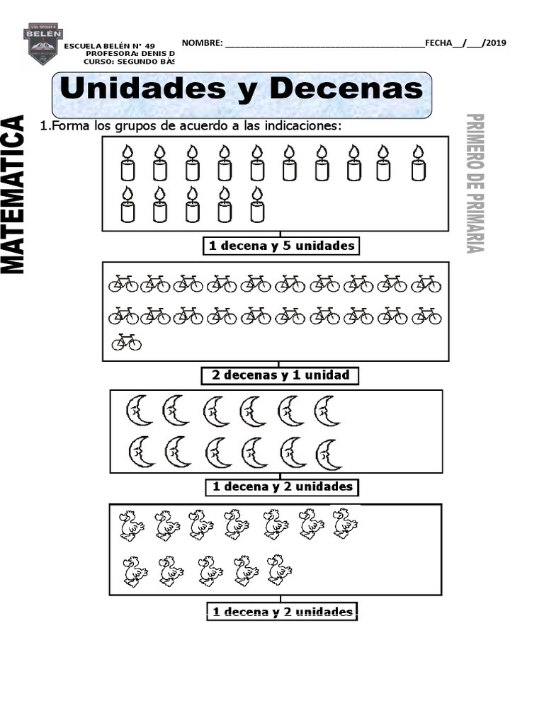 Hojas De Trabajo De Lugar De Decenas De Primer Grado Unidades