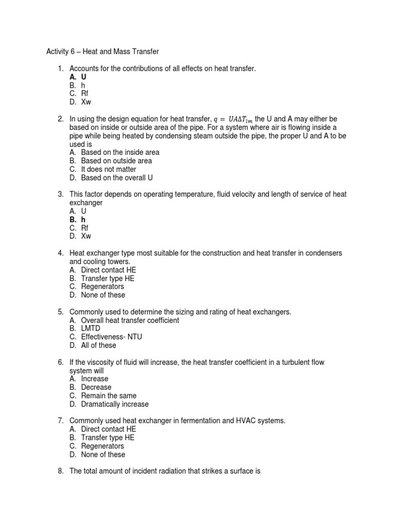 Act.6, Heat and Mass | PDF | Heat Transfer | Heat Exchanger