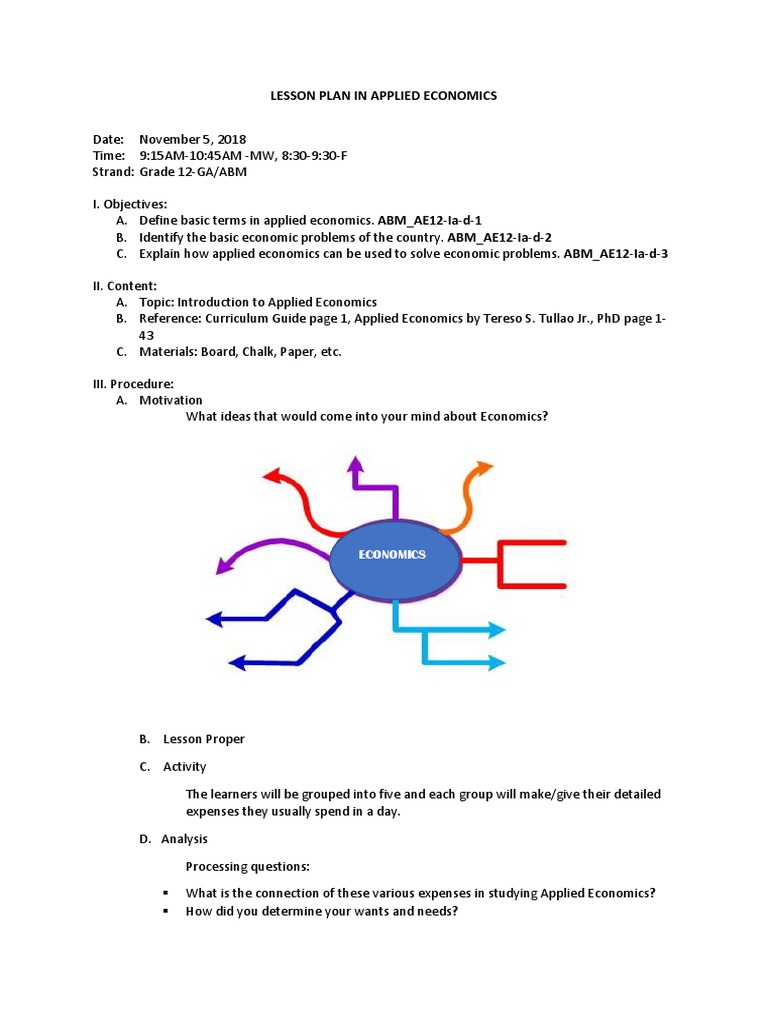 Lesson Plan in Applied Economics | PDF | Career & Growth | Finance ...