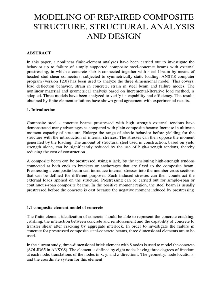 Finite Element Analysis of Prestressed Composite Steel-Concrete Beams: Modeling, Material ...