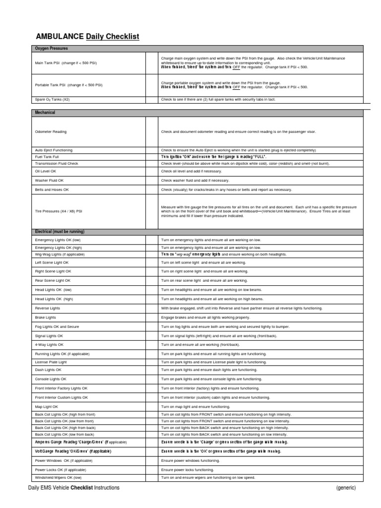 REAL Daily Vehicle Chechlist RHS | PDF | Headlamp | Automotive Technologies