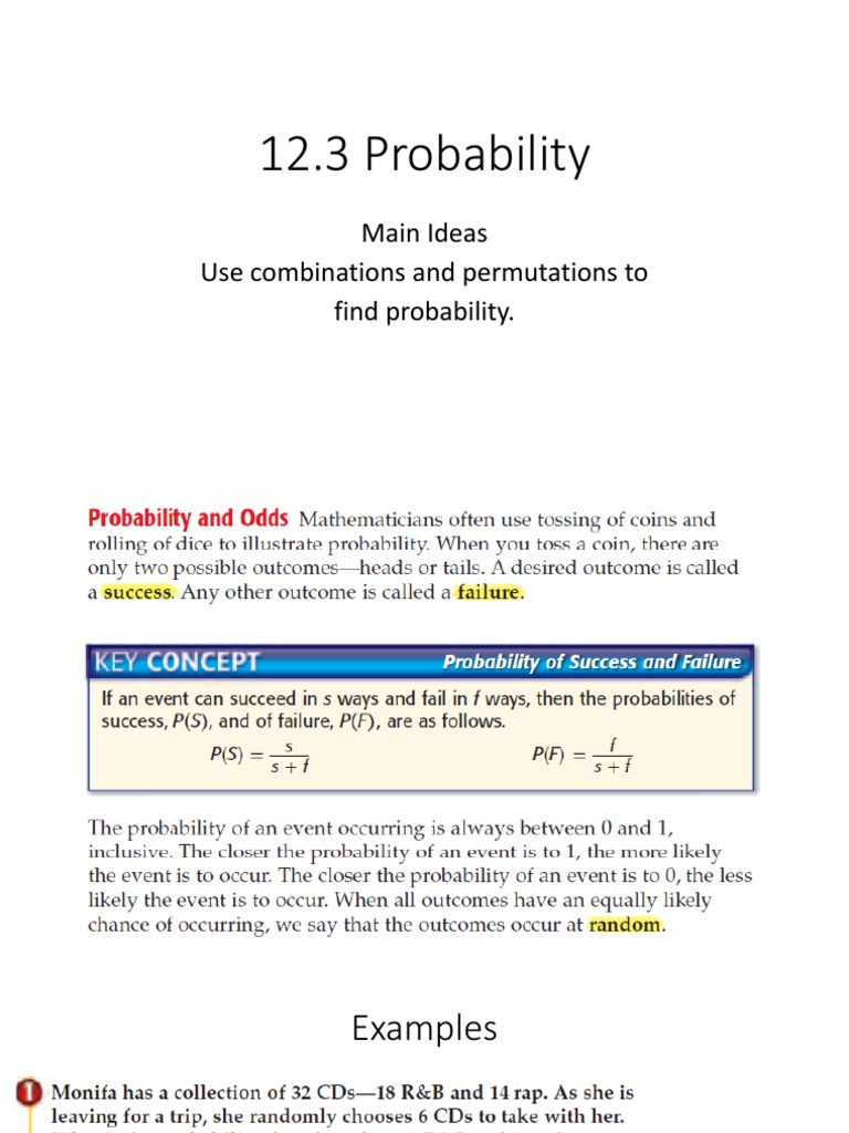 Probability with Combinations & Permutations | PDF