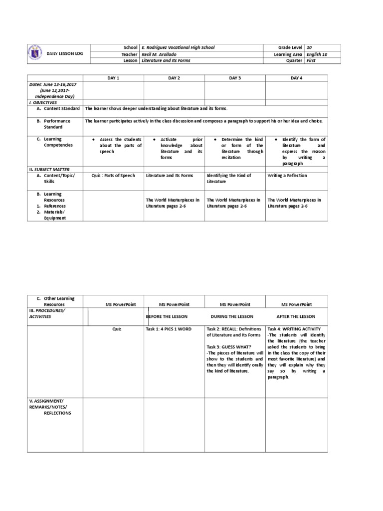 DDL - Literature and Its Kinds2 | PDF | Microsoft Power Point | Teachers