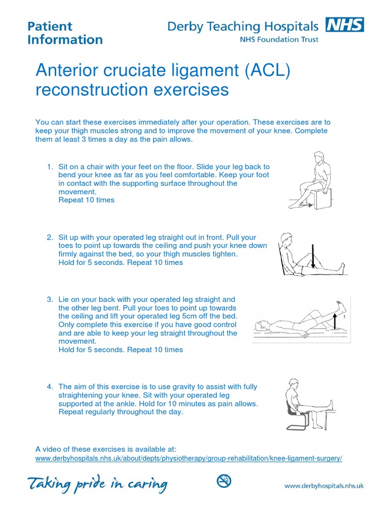 Anterior Cruciate Ligament (ACL) Reconstruction Exercises | Download ...