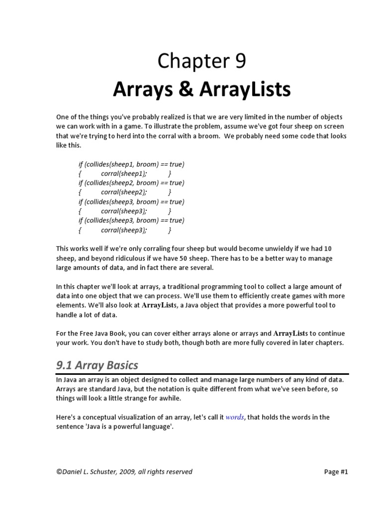 9 Arrays And Arraylists Pdf Pdf Array Data Structure Data Type
