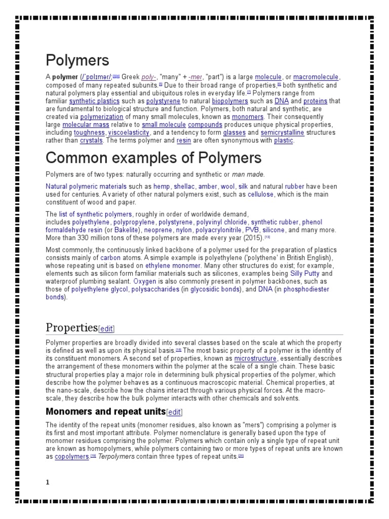 Text Project | PDF | Polymerization | Polymers