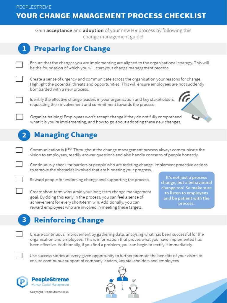 Steps To Effective Change Management Checklist | PDF | Change ...