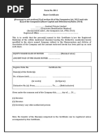Format of SH 1 Share Certificate | PDF