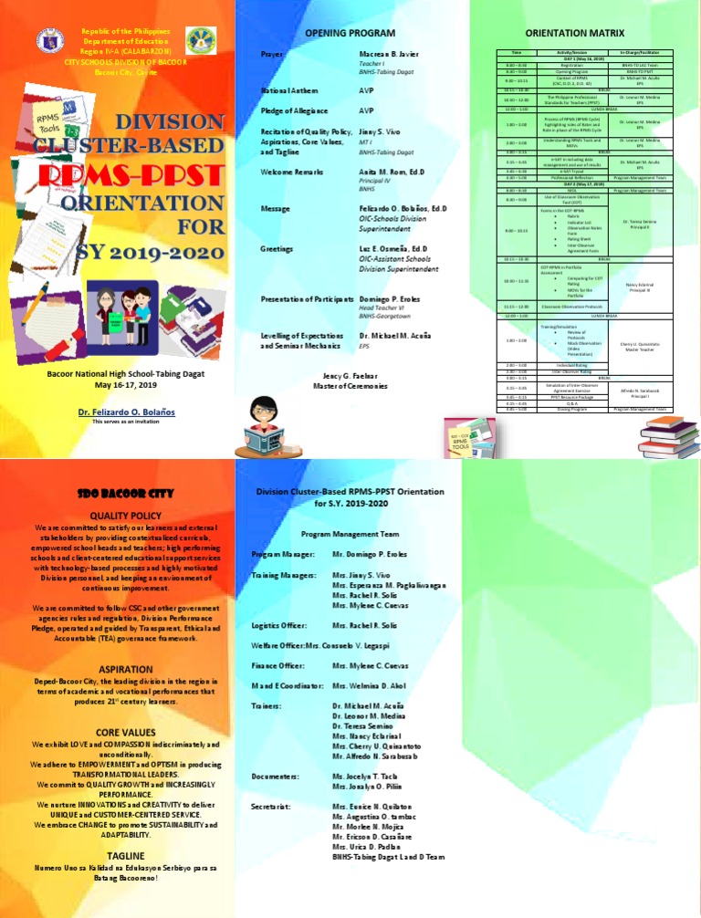 Program For RPMS PPST Seminar | PDF | Behavior Modification | Learning