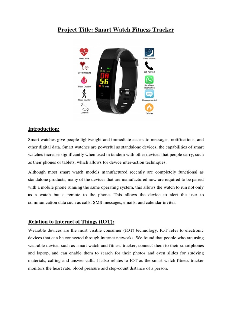 Smart Watch Fitness Tracker Overview | PDF | Smartwatch | Internet Of ...