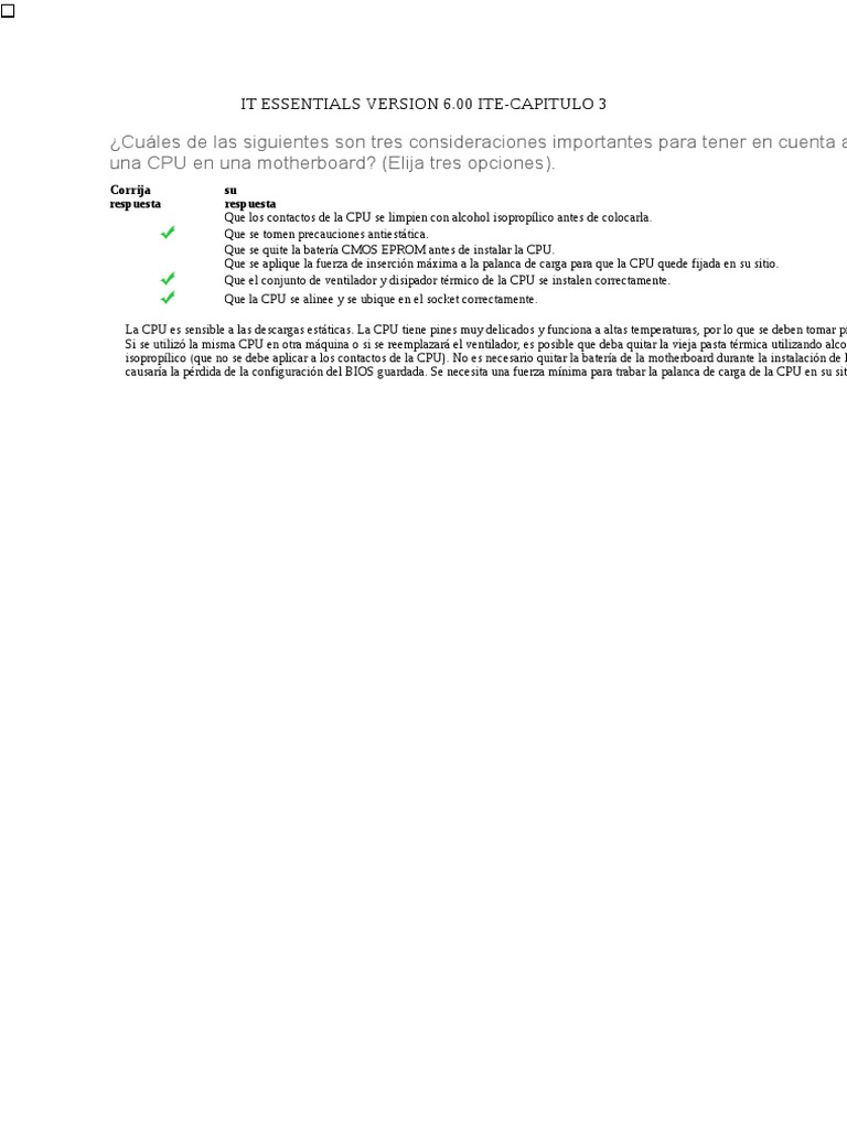 IT Essentials v6.00 ITE Capitulo 3 | PDF | Informática
