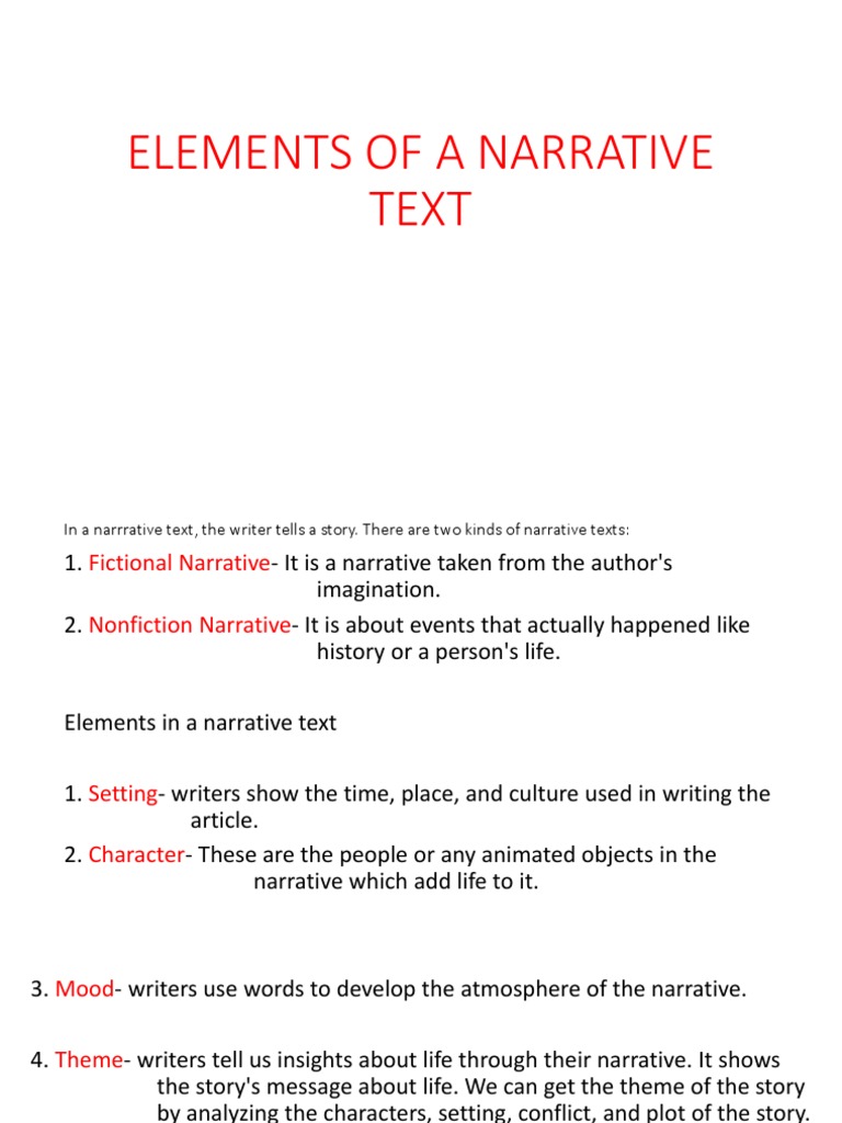 Elements of A Narrative Text (English 7 q3) (Autosaved) | PDF ...