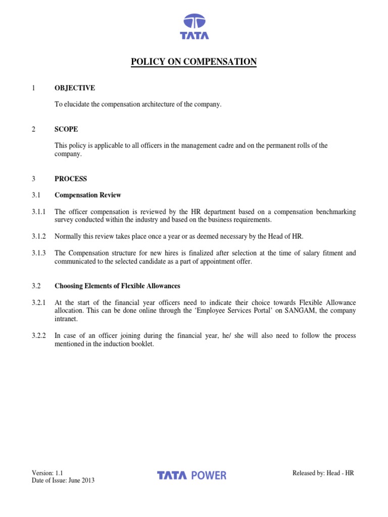 Tata Power Compensation 2013 | PDF | Taxes | Salary