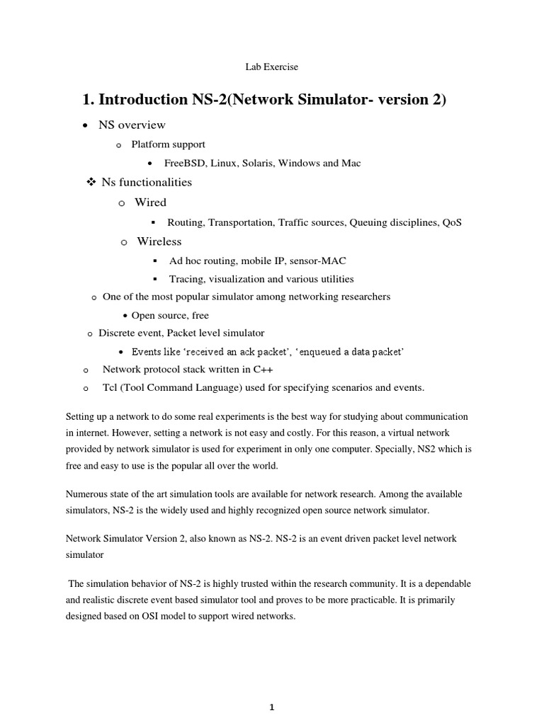 Lab Exercise Ns2 Pdf Computer Network Simulation
