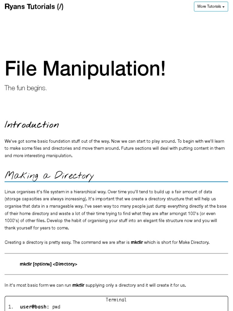 Linux Tutorial 5 Learn File Manipulation Pdf Directory Computing Computer File