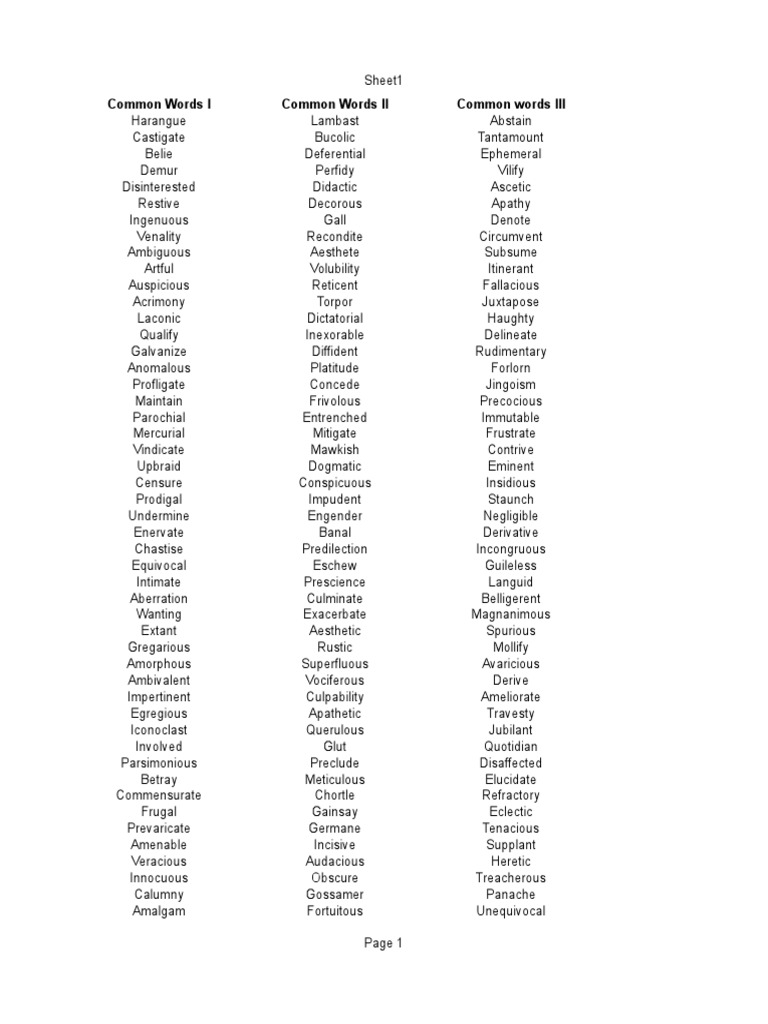 Magoosh 1000 Words - Excel Sheet | PDF