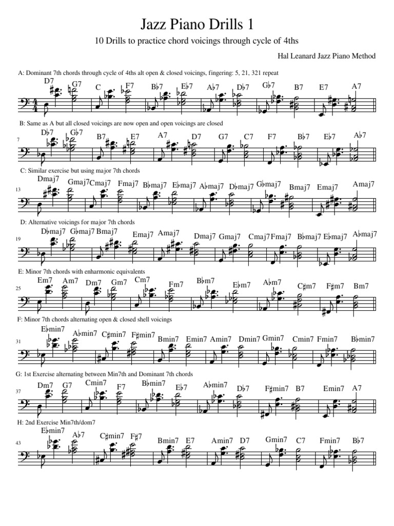 Jazz Piano Drills 1 | PDF | Pitch (Music) | Musicology