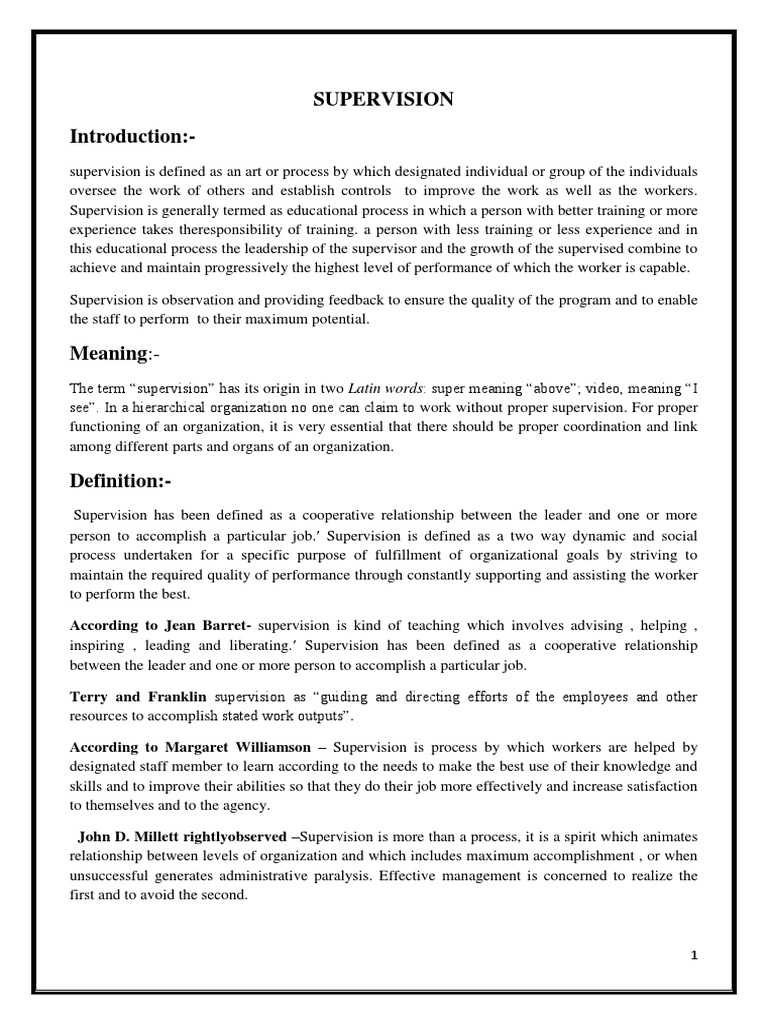 Supervision | PDF | Supervisor | Leadership