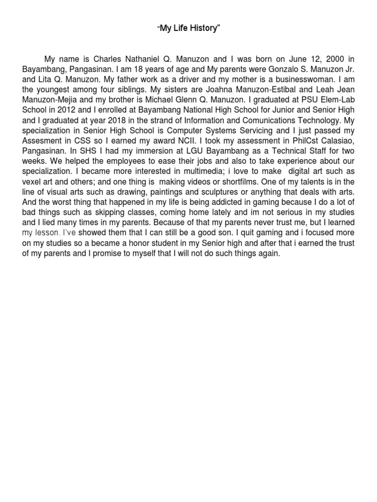 My Life History | PDF