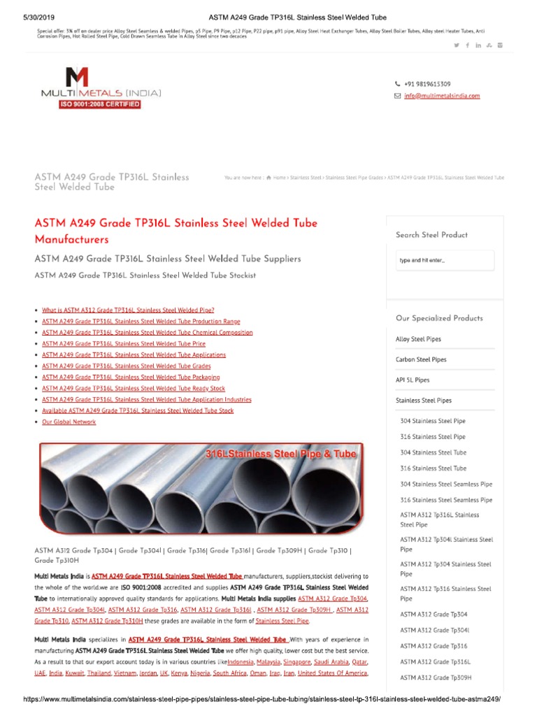 Stainless Steel Chemical Composition | PDF