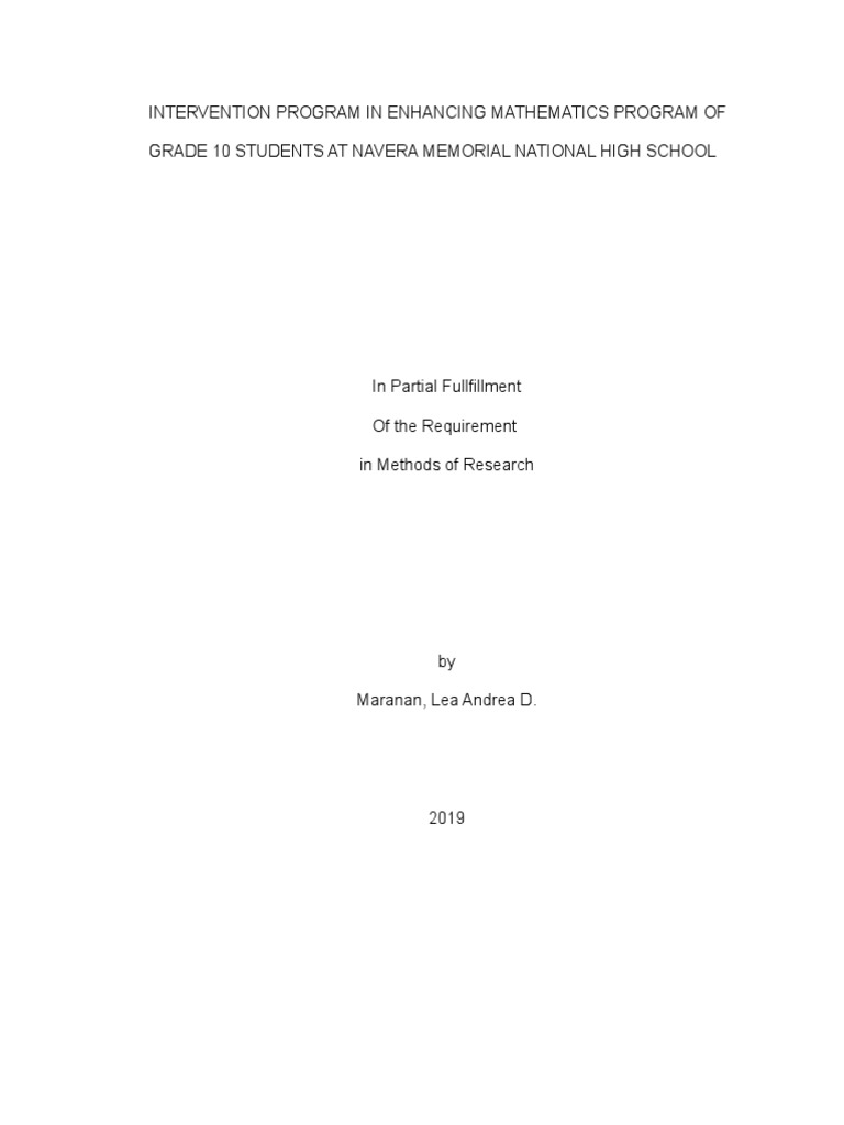 Intervention Program in Enhancing Mathematics Program of Grade 10 ...