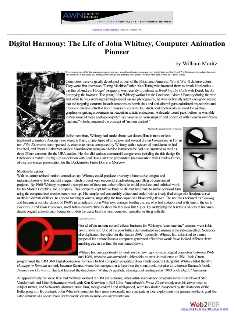 Digital Harmony - The Life of John Withney | PDF | Computer Monitor ...