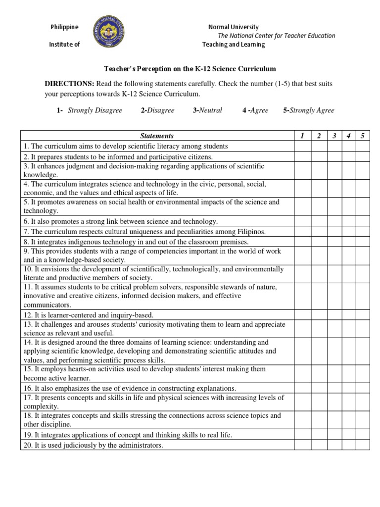 K12 Edited Curriculum Survey | PDF | Curriculum | Inquiry Based Learning