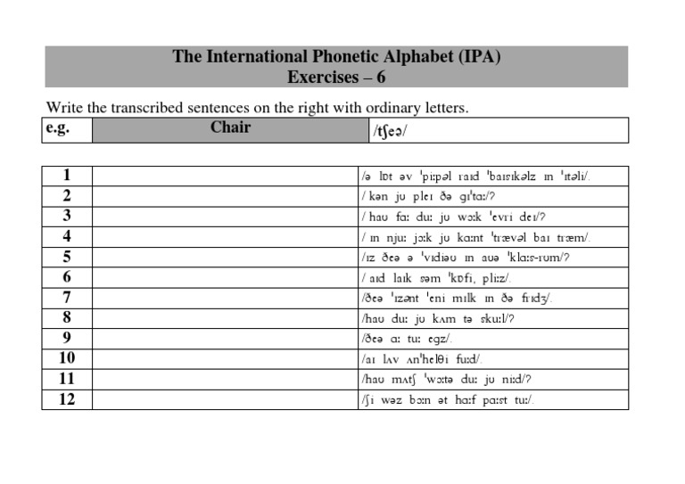 Ipa - Exercises - 6 PDF | PDF