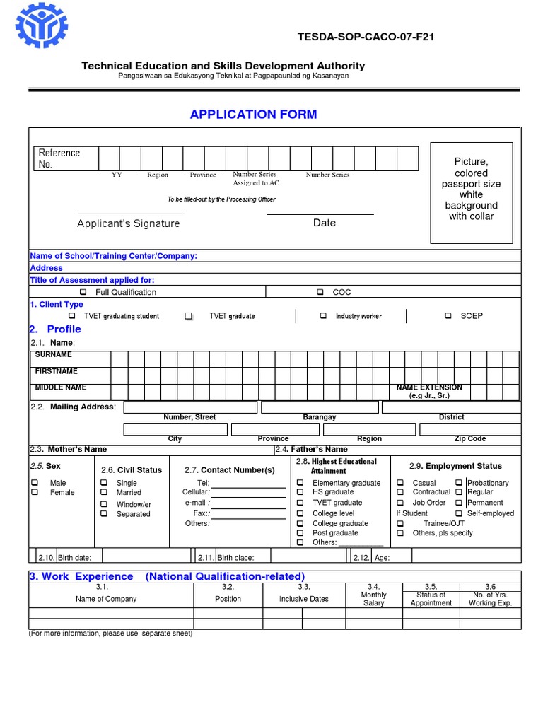 Form Ac17-0108 (Application Form) Newform | PDF | Behavior Modification ...