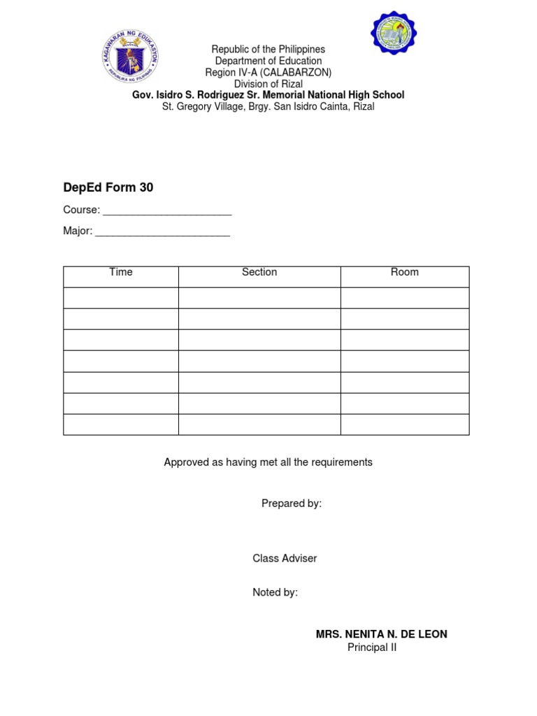 DepEd Form 30 Template for Schools | PDF