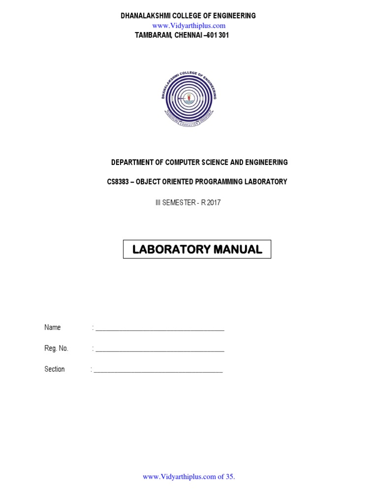 CS8383 OOPS Lab Manual PDF | PDF | Engineering | Computer File CS8383 OOPS Lab Manual PDF | PDF | Engineering | Computer File