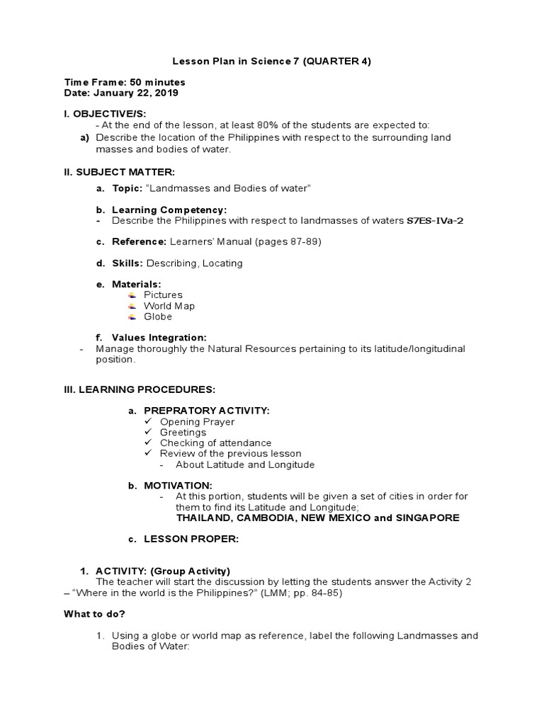 Science 7 Dlp | Lesson Plan | Learning