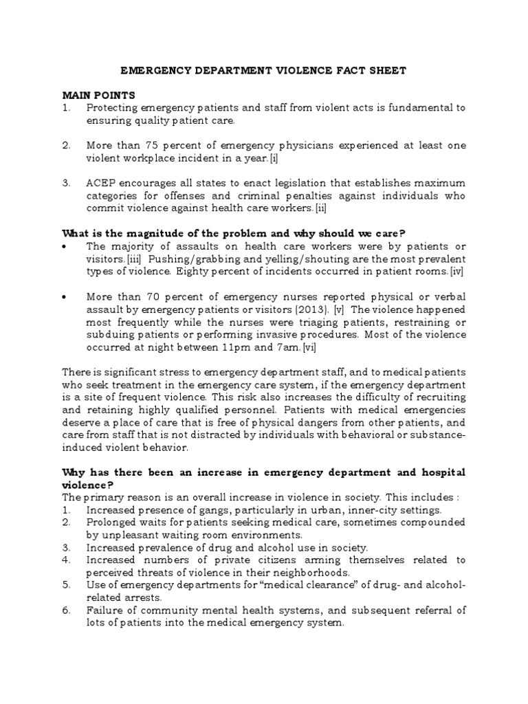 Assessing the Threat of Violence in Emergency Departments: A ...