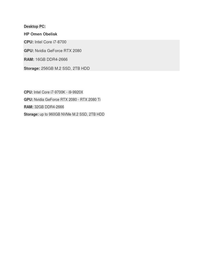 Desktop PC Specification | PDF | Computers