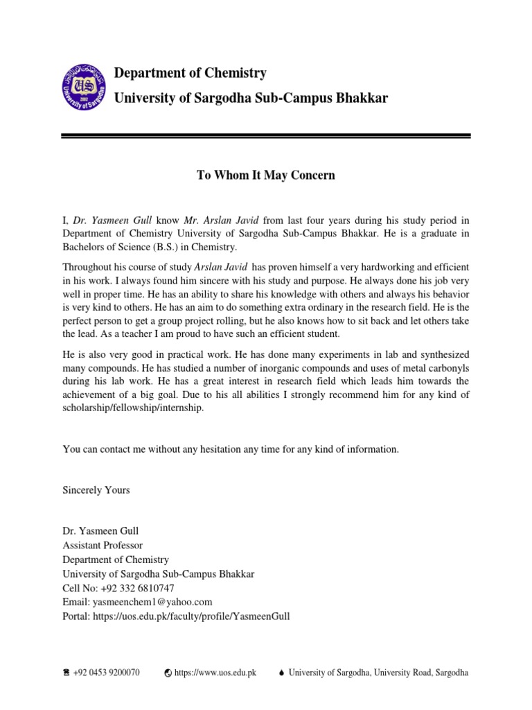 Department of Chemistry University of Sargodha Sub-Campus Bhakkar | PDF ...