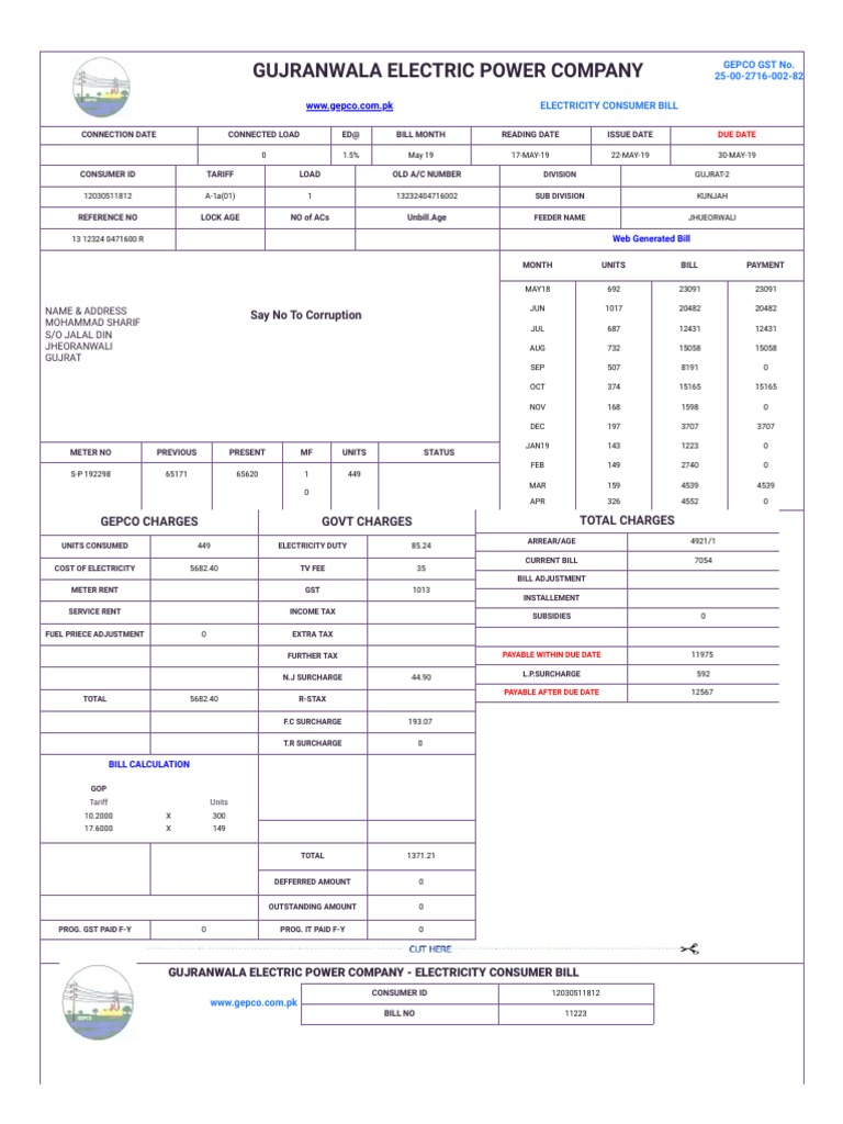 GEPCO - Gujranwala Electric Power Company | PDF | Fee | Taxation