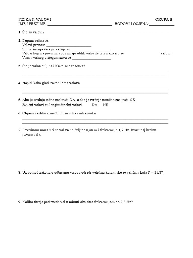 Matematika 5 Razlomci Grupa B | PDF
