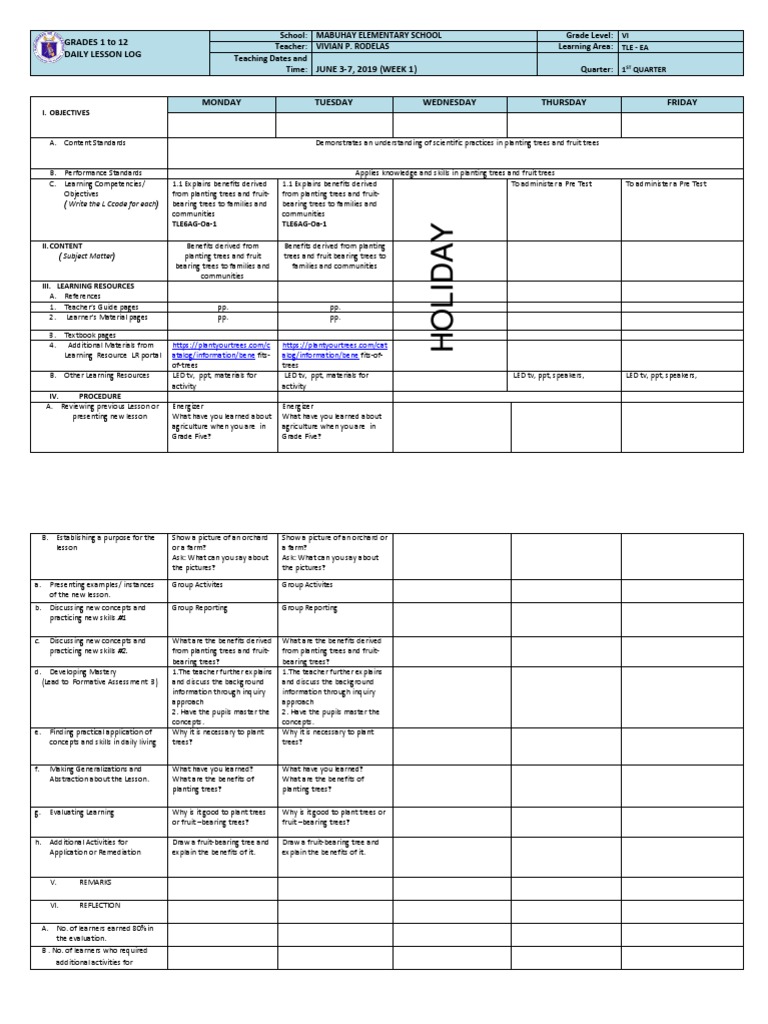 DLL - Tle 6 - Q1 - W1 Vivian | PDF | Learning | Cognitive Science
