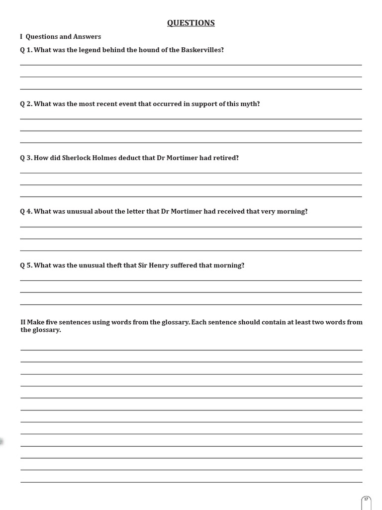 Hound of the Baskervilles Study Guide | PDF | Dr. Watson | Detective ...