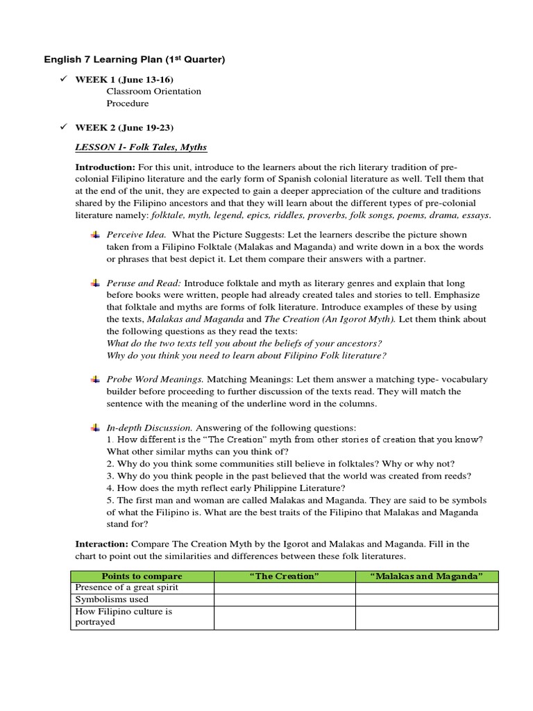 English 7 Learning Plan - 1ST QUARTER | PDF | Grammatical Number | Plural
