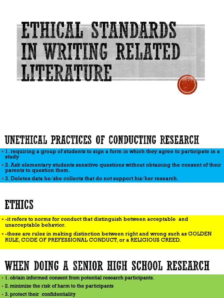 Ethical Standards in Writing Related Literature | PDF | Informed ...
