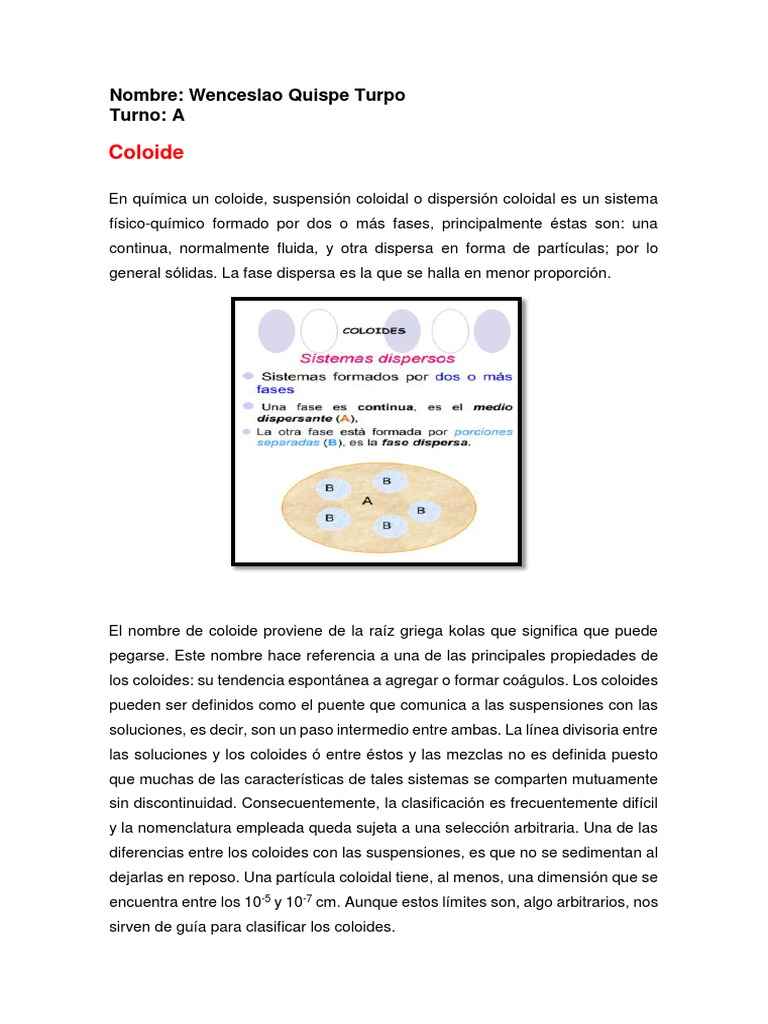 Coloides Fico | PDF | Coloide | Sustancias químicas