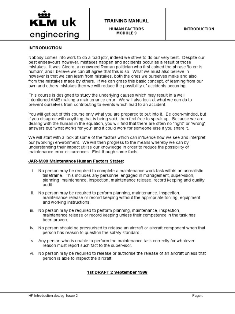 Engineering: Training Manual | PDF | Aviation Accidents And Incidents | Aviation Safety