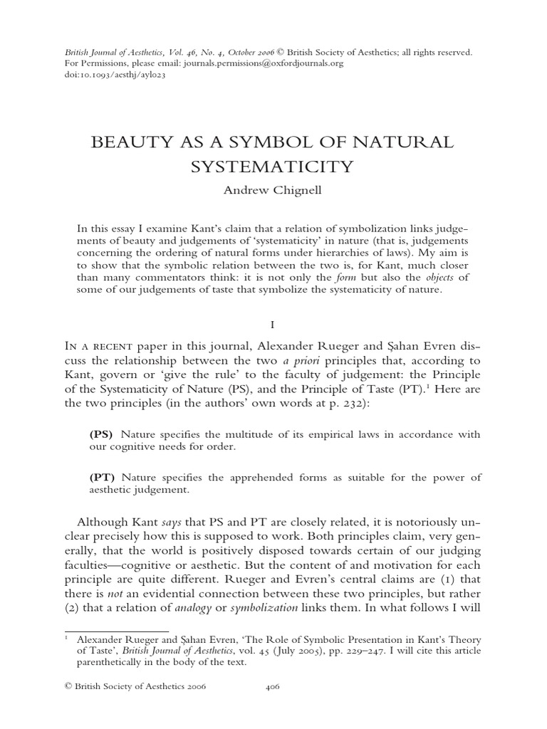 Beauty As A Symbol of Natural Systematicity: Andrew Chignell | Download ...