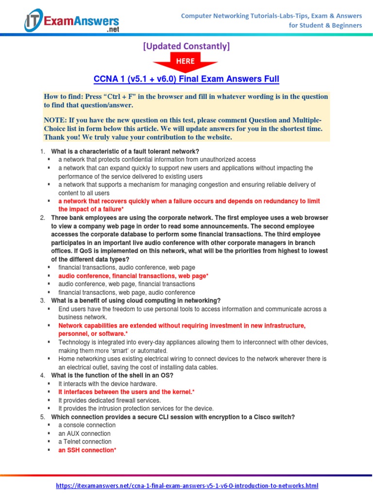 CCNA 1 Final Exam Answers 2017 v5 1 v6 0 Introduction To Networks | PDF | I Pv6 | Computer Network