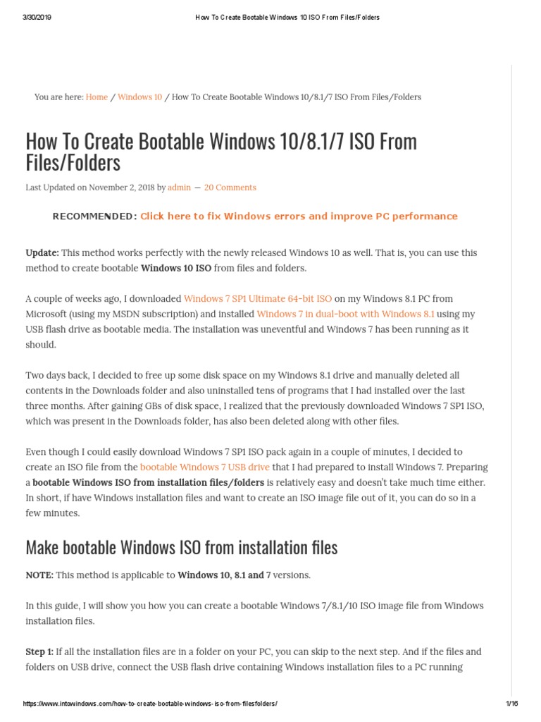 How To Create Bootable Windows 10/8.1/7 ISO From Files/Folders | PDF ...