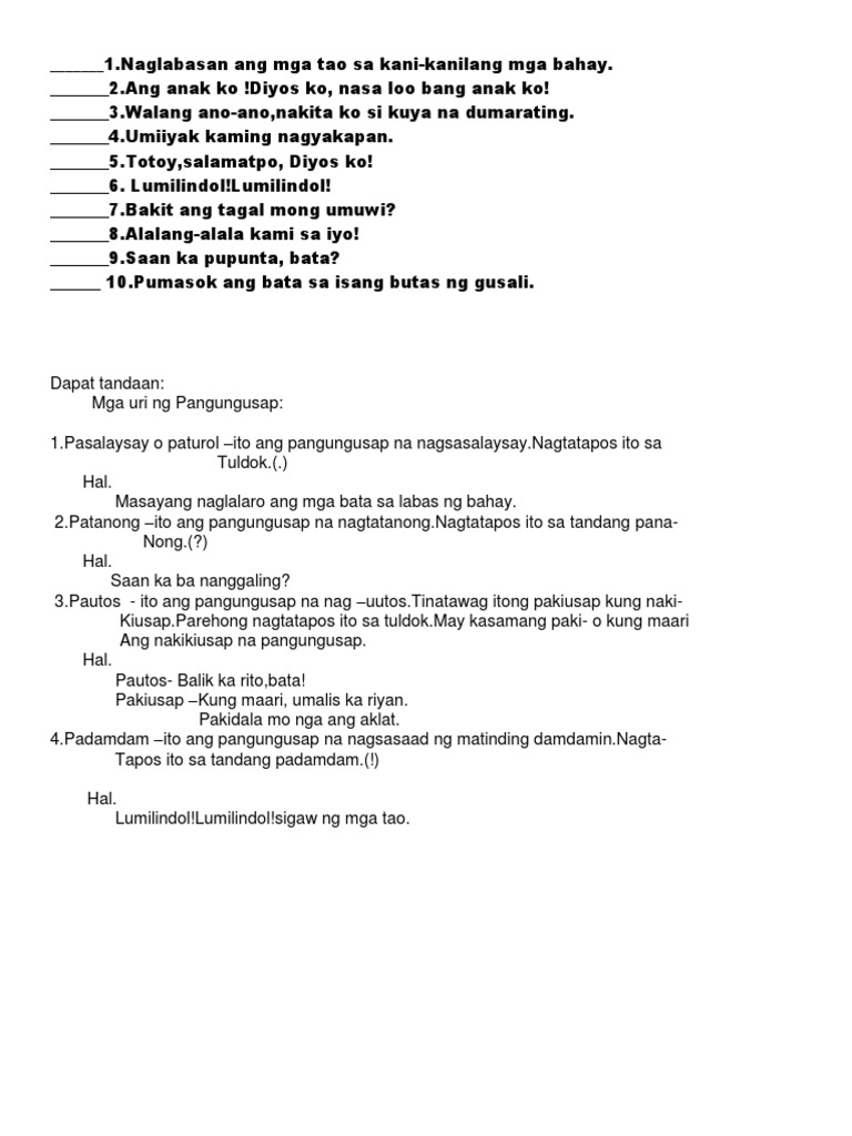 Uri NG Pangungusap | PDF