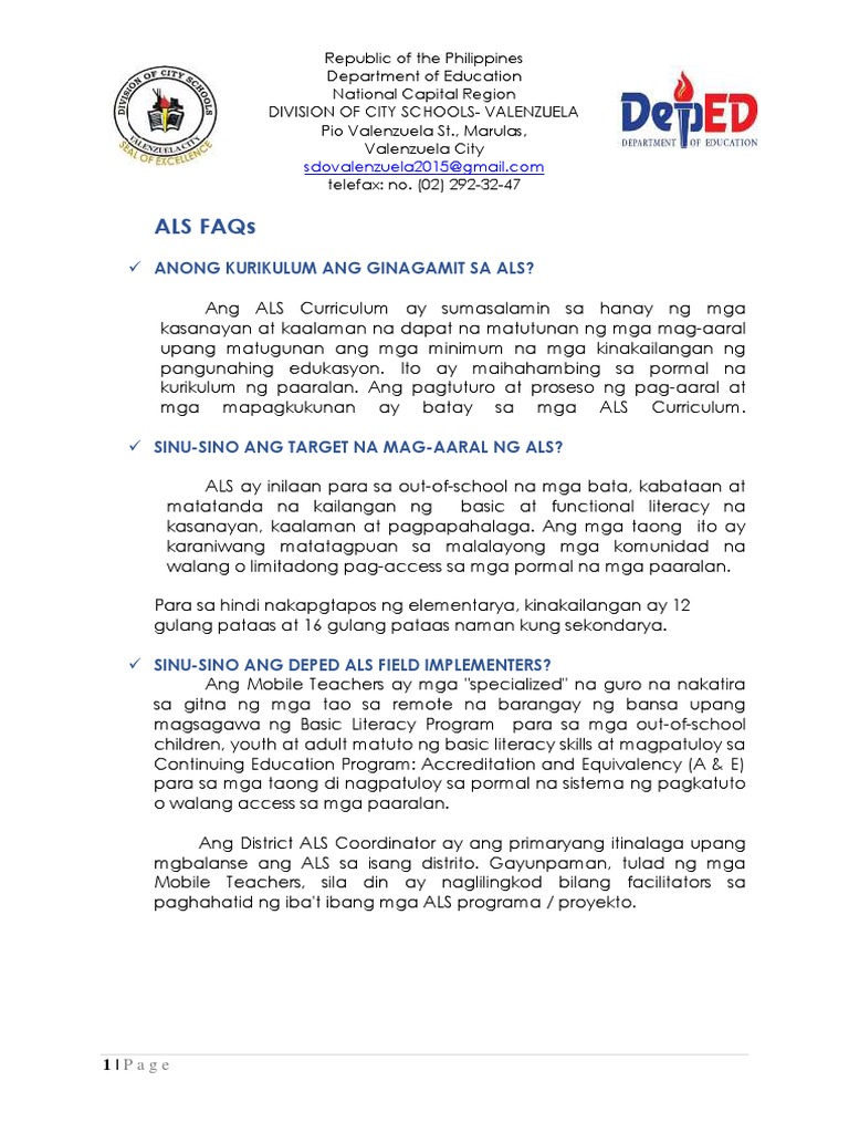 ALS FAQs | PDF